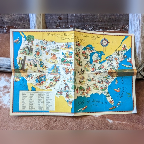 Dixons Mickey Mouse Map | Other | Genuine Antique Color Pictorial Map ...